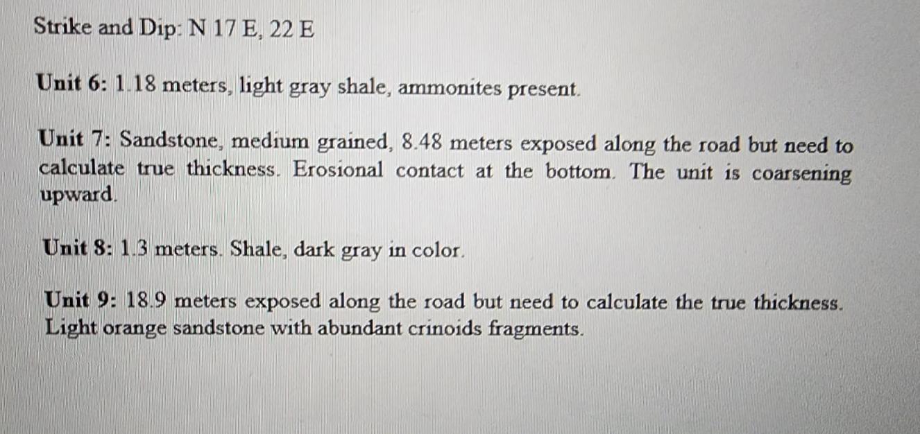 Solved Unit 7: sandstone, medium grained, 8.48 meters | Chegg.com