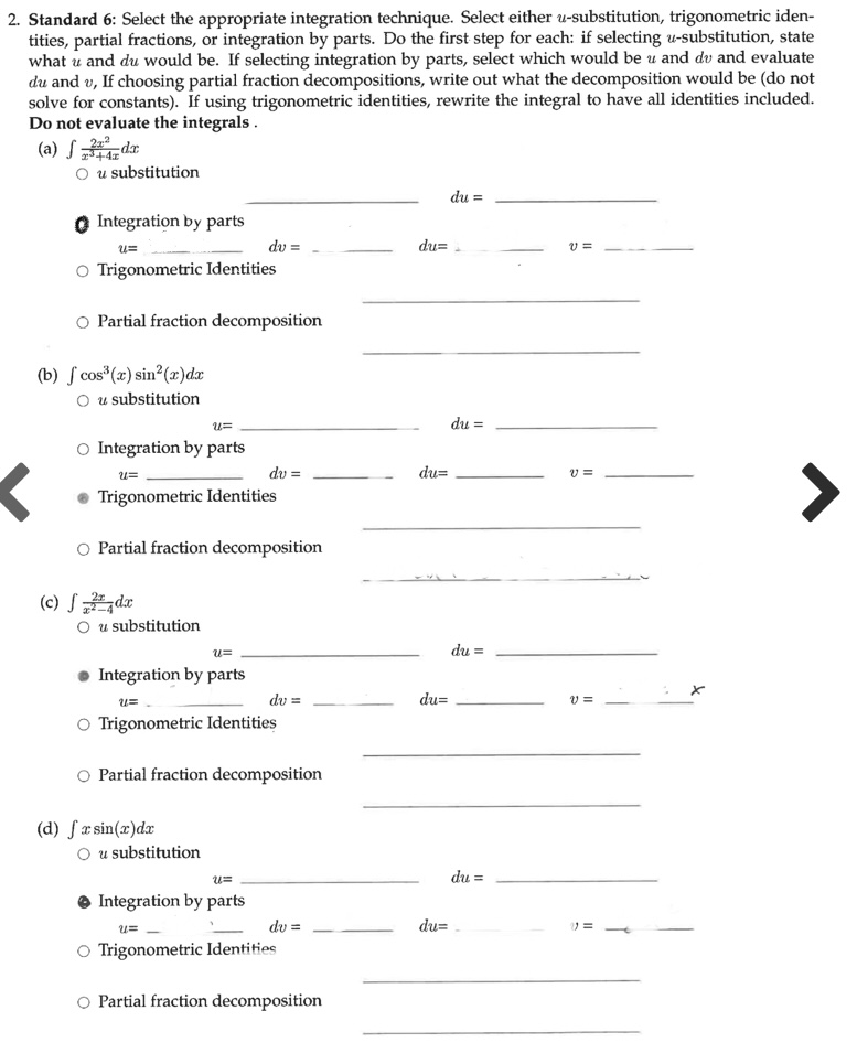 Solved 2. Standard 6: Select the appropriate integration | Chegg.com