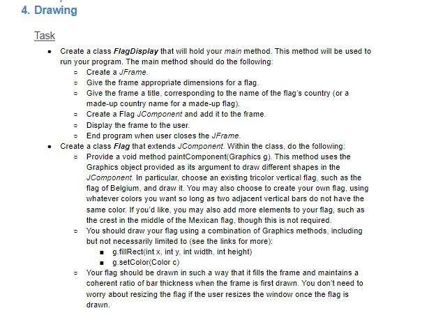4. Drawing Task Create a class Flag Display that will | Chegg.com