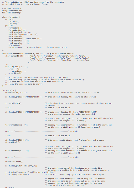 Solved Create a class called "Formatter", which is designed | Chegg.com