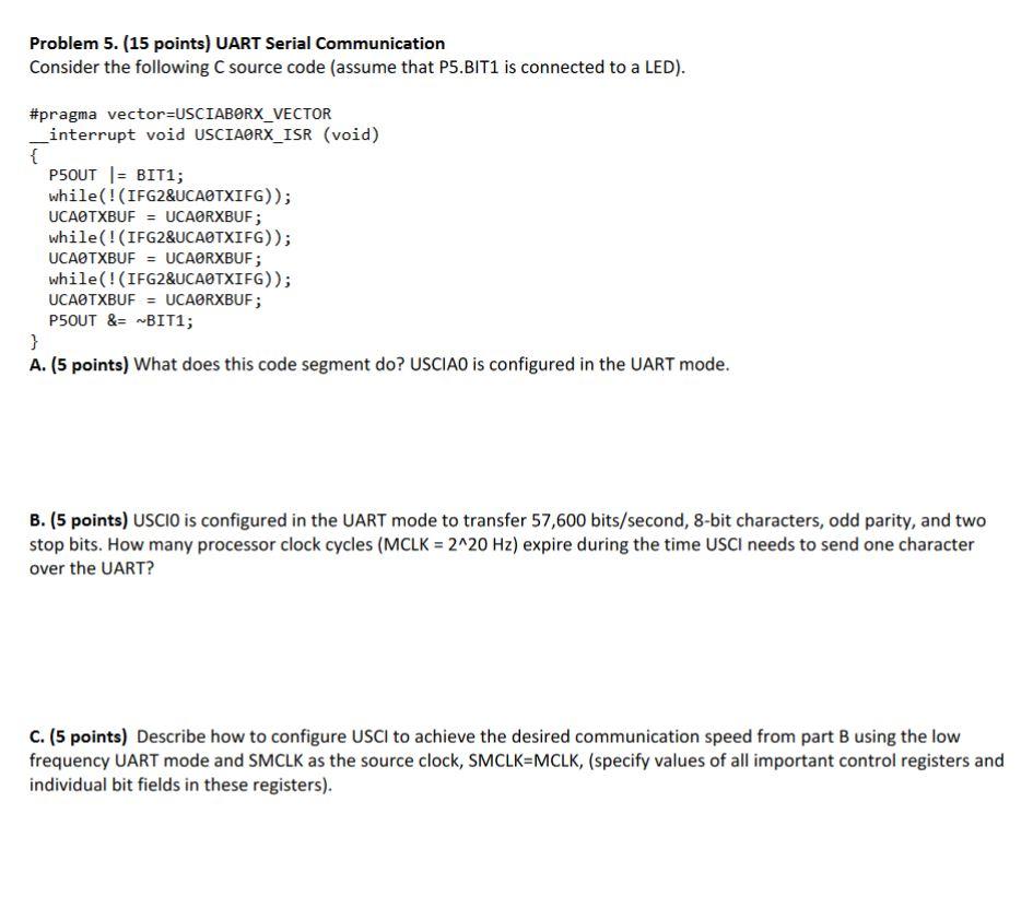 Problem 5 Consider the following C source code | Chegg.com