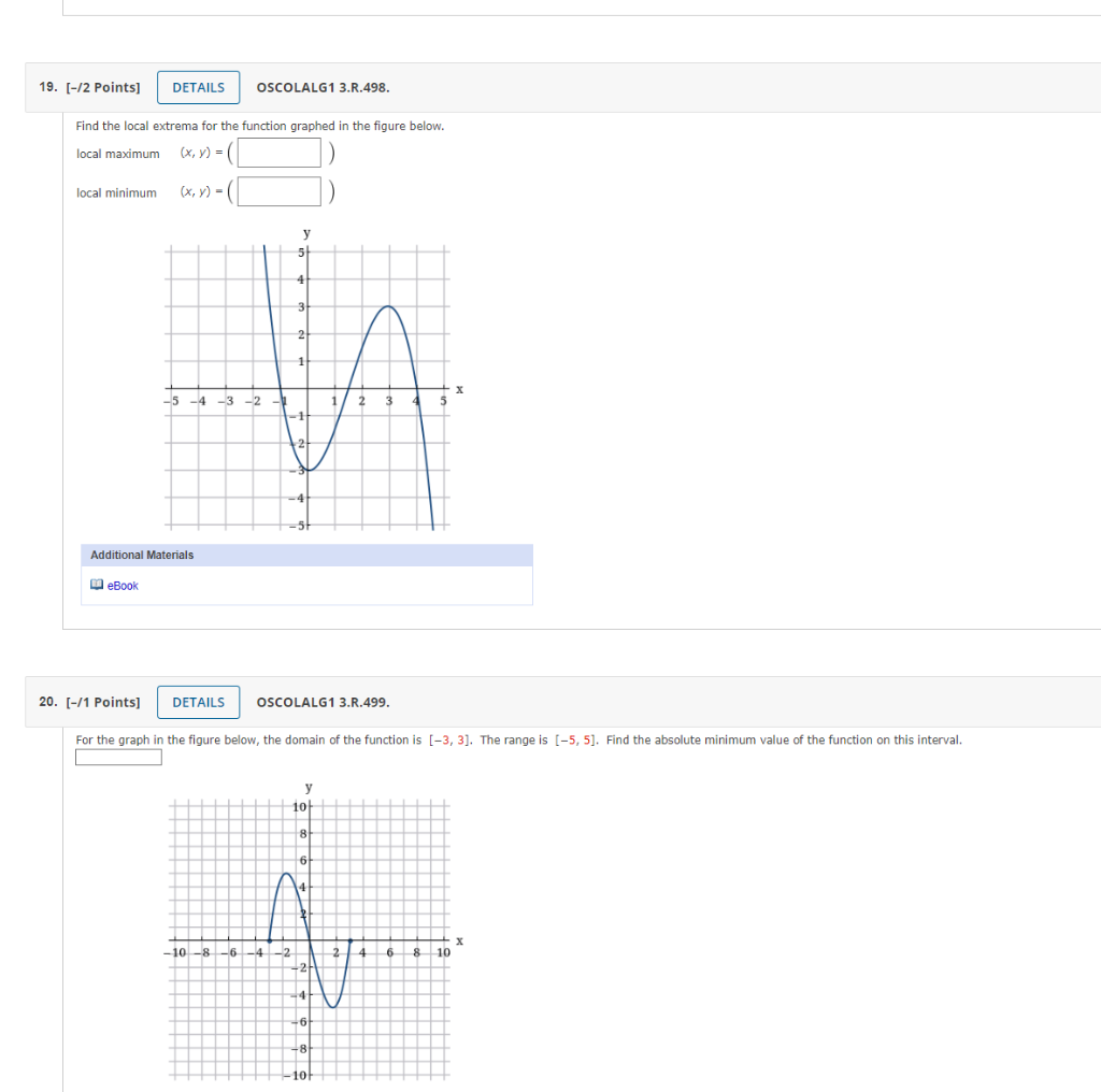 Solved Find the local extrema for the function graphed in | Chegg.com
