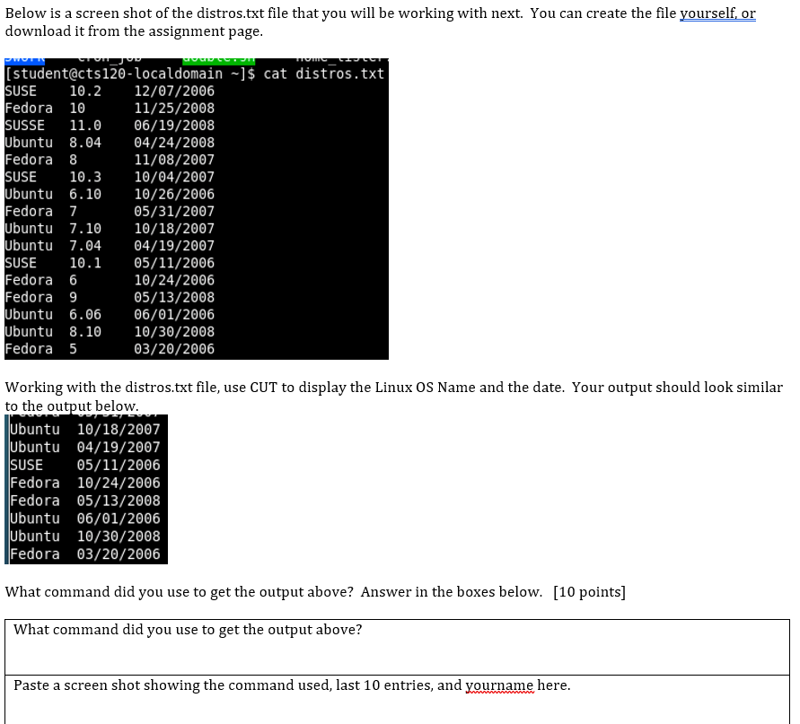 Solved SUSE 10.2 12/07/2006 Fedora 10 | Chegg.com