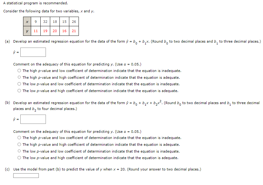 Solved A statistical program is recommended. Consider the | Chegg.com