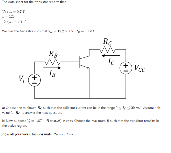 Solved The data sheet for the transistor reports that: VBE | Chegg.com