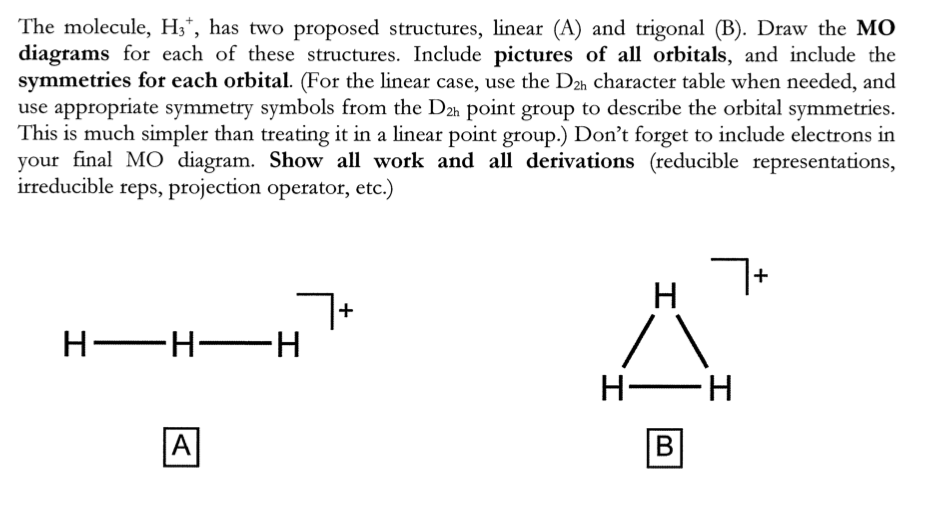Solved The molecule, H3*, has two proposed structures, | Chegg.com
