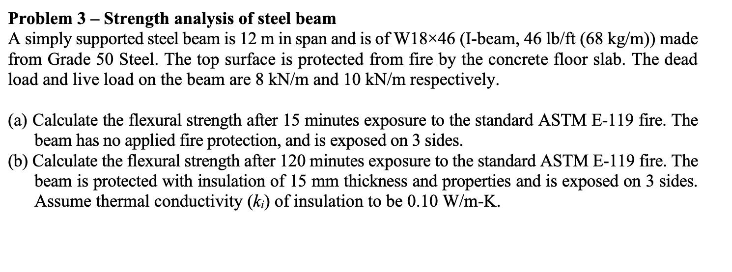 Solved Problem 3 – Strength analysis of steel beam A simply | Chegg.com