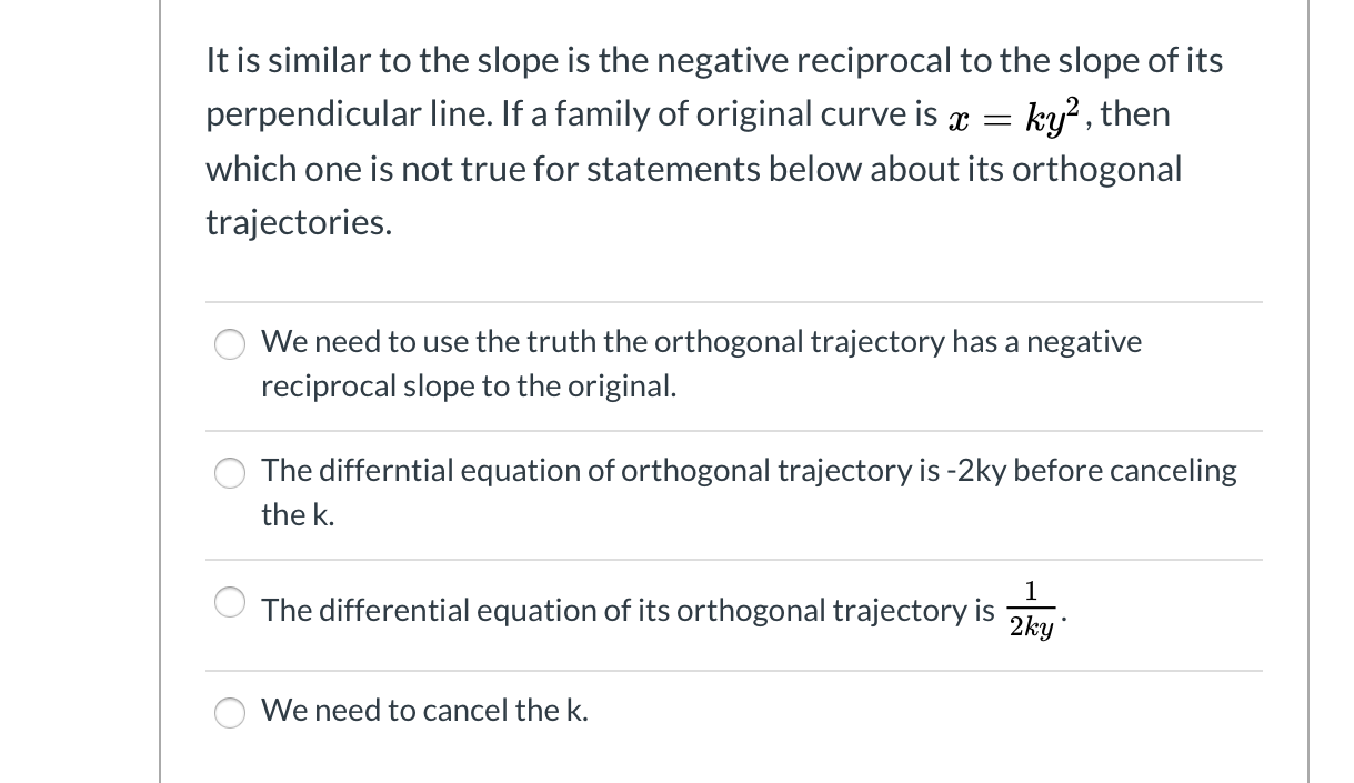 Solved It is similar to the slope is the negative reciprocal | Chegg.com