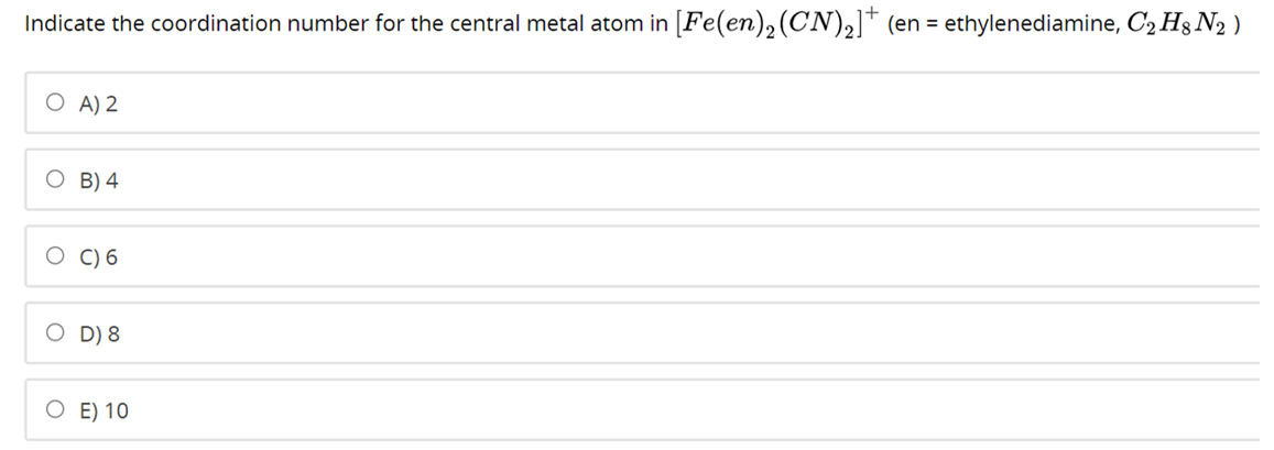 Solved Indicate the coordination number for the central | Chegg.com