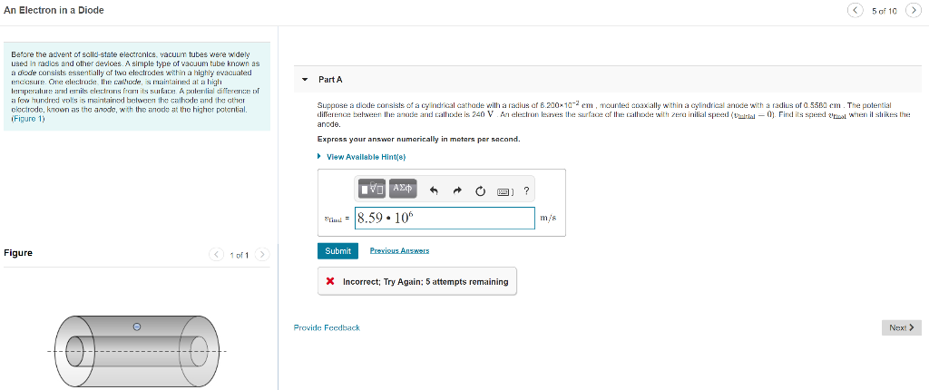 Solved Suppose a diode consists of a cylindrical cathode | Chegg.com