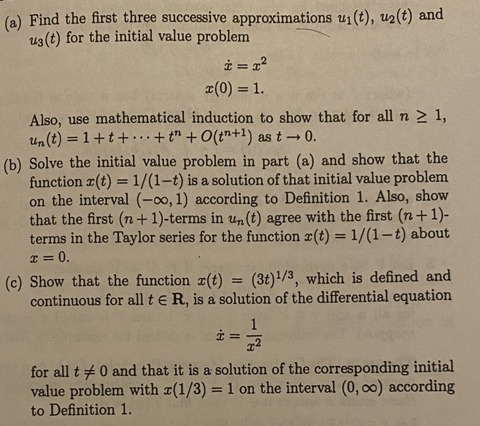Solved (a) Find the first three successive approximations | Chegg.com