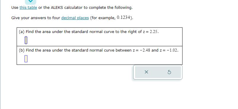 Solved Use this table or the ALEKS calculator to complete | Chegg.com