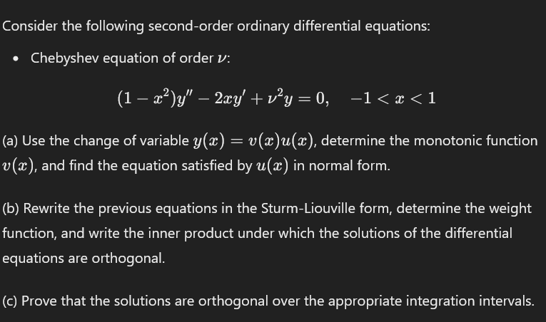 Solved Consider The Following Second Order Ordinary
