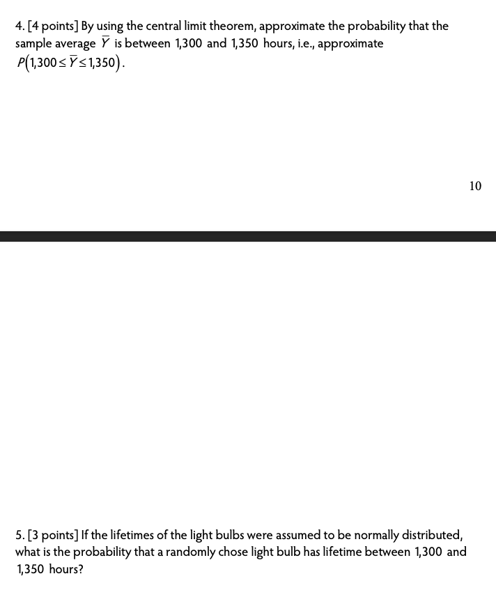 Solved PART G. [15 points] The lifetimes of light bulbs of a | Chegg.com