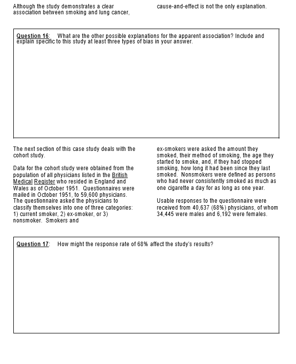Solved Lung Cancer & Smoking Case Study A causal | Chegg.com