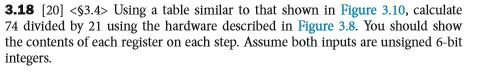 Solved 3.18 [20] Using a table similar to that shown | Chegg.com