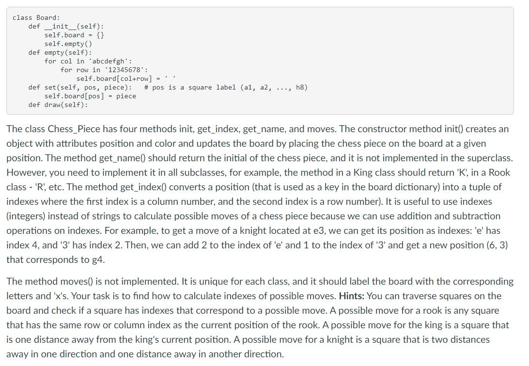 Solved Chess Objective Practicing With Classes Instance