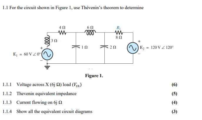 Solved 1.1 For the circuit shown in Figure 1, use Thévenin's | Chegg.com