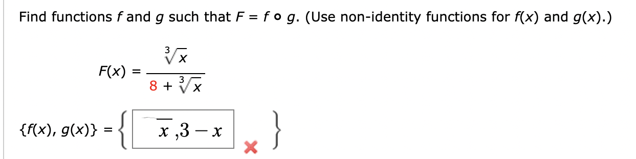 Solved Find Functions F And G Such That F F∘g Use