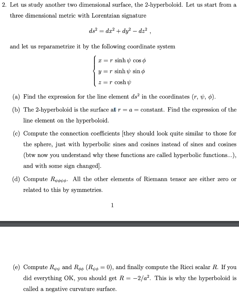 Let us study another two dimensional surface, the 2 | Chegg.com