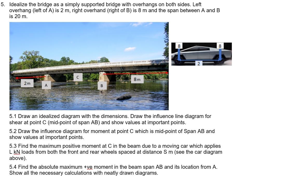 Solved 5. Idealize the bridge as a simply supported bridge | Chegg.com