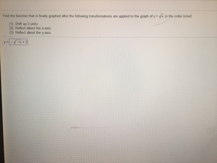 Solved Find the function that is finally graphed after the | Chegg.com