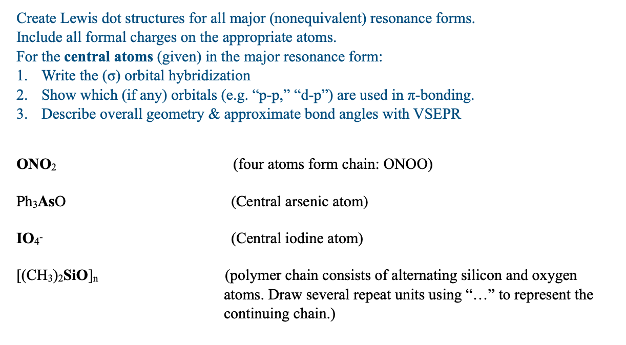Create Lewis dot structures for all major | Chegg.com