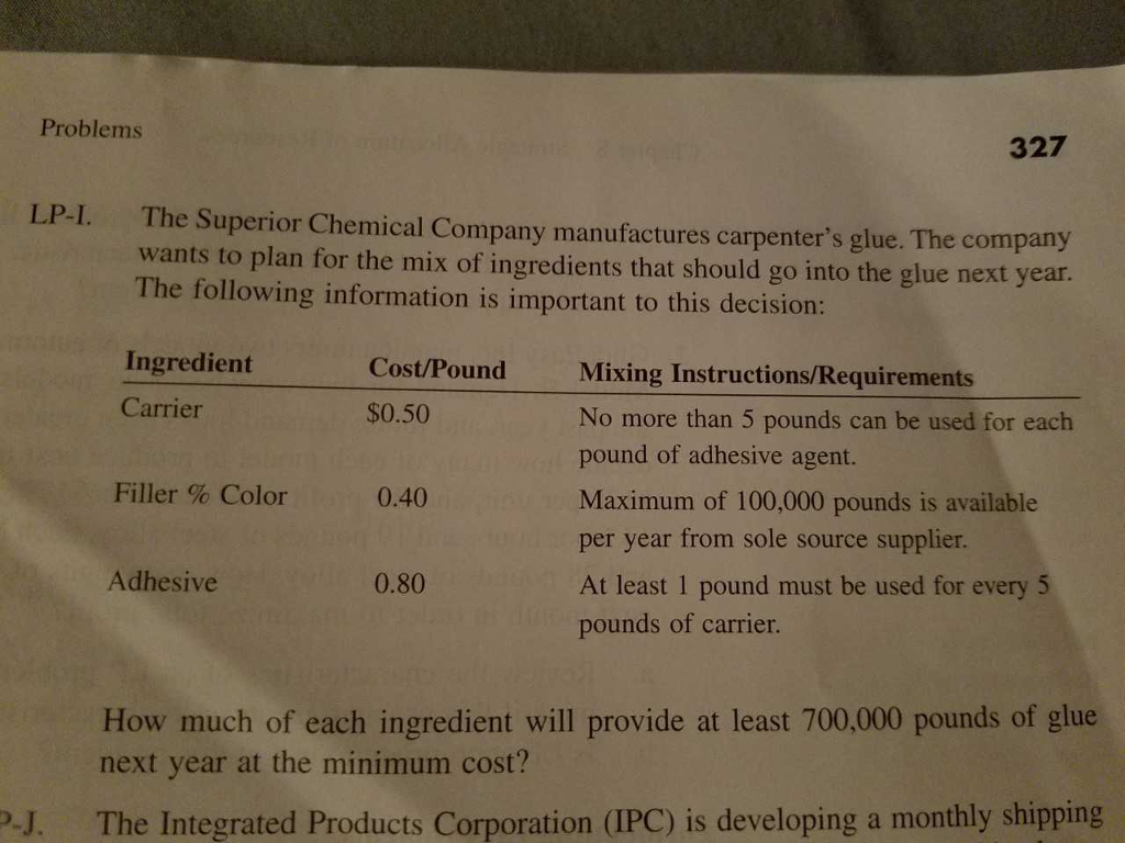 Solved Solve the LP problem listed (LP-I) in Excel Solver. | Chegg.com