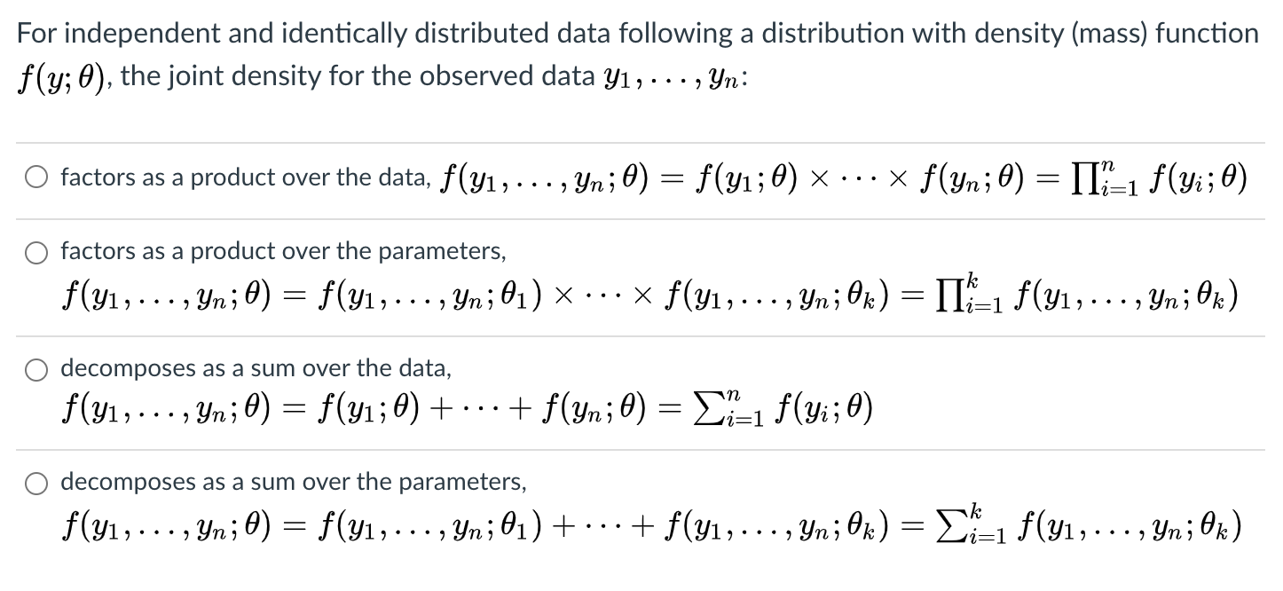 Solved For independent and identically distributed data | Chegg.com