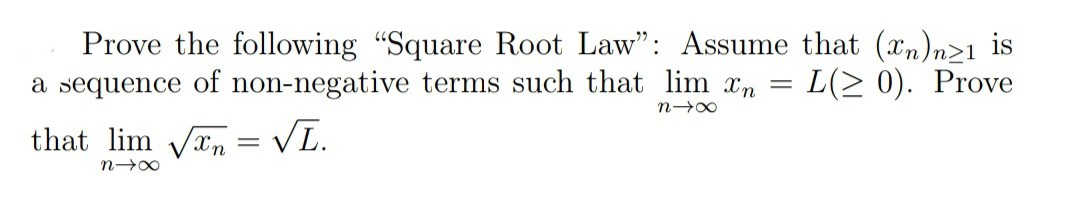 Solved Prove the following “Square Root Law”: Assume that | Chegg.com