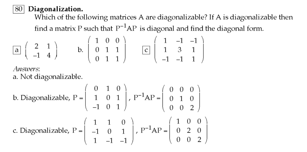 Solved 80 Diagonalization. Which of the following matrices A | Chegg.com