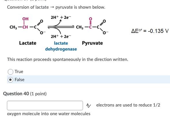 Solved Conversion of lactate → pyruvate is shown below. 2H+ | Chegg.com