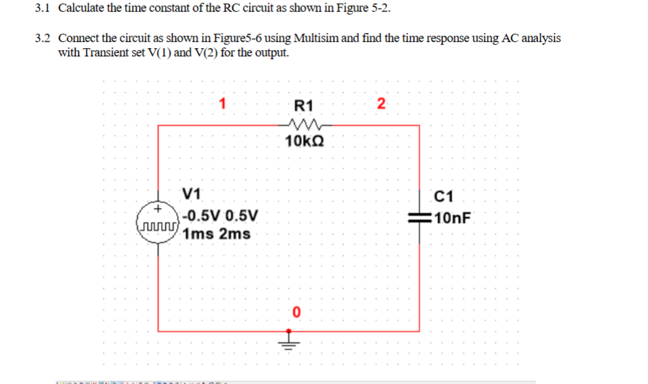 3.1 ﻿Calculate the time constant of the RC circuit as | Chegg.com