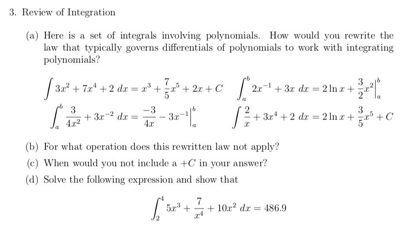 Solved 3. Review of Integration (a) Here is a set of | Chegg.com