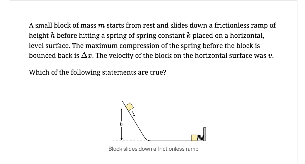 Solved A small block of mass m starts from rest and slides | Chegg.com
