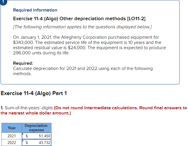 Solved Required information Exercise 11-4 (Algo) Other | Chegg.com