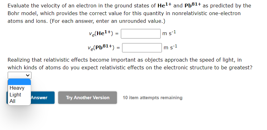 Solved Evaluate the velocity of an electron in the ground | Chegg.com