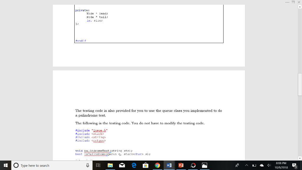 Singly Linked Queue Class Implement a singly linked | Chegg.com