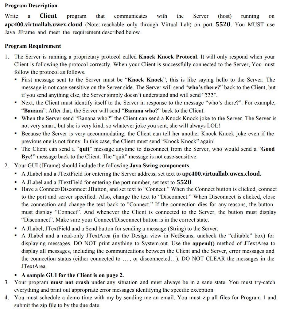 Solved Program Description a on Write Client program that | Chegg.com