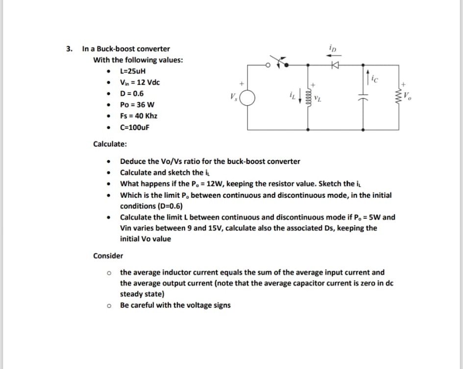 Solved In ﻿a Buck-boost converterWith the following | Chegg.com