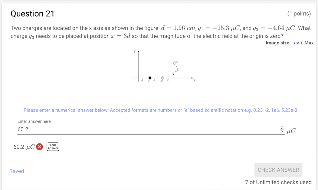 Solved Two charges are located on the x axis as shown in the | Chegg.com