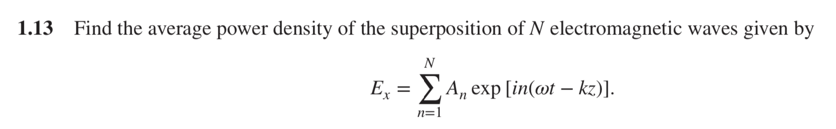 Solved 1.13 Find the average power density of the | Chegg.com