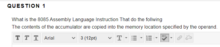 Solved QUESTION 1 What is the 8085 Assembly Language | Chegg.com