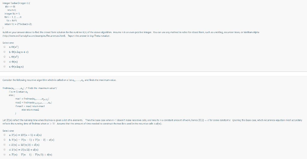 Solved integer foobar(integer ) itin = 0 om ; inlever let = | Chegg.com