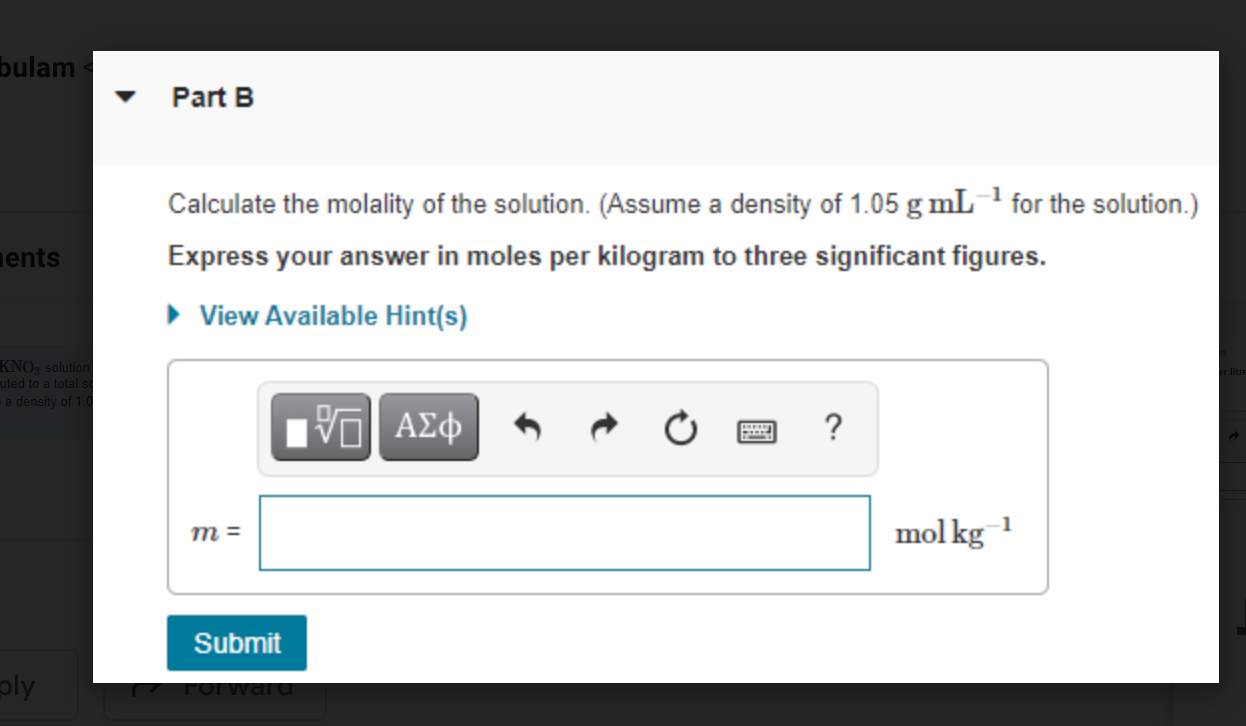 Solved An aqueous KNO3 solution is made using 77.1 g of KNO3 | Chegg.com