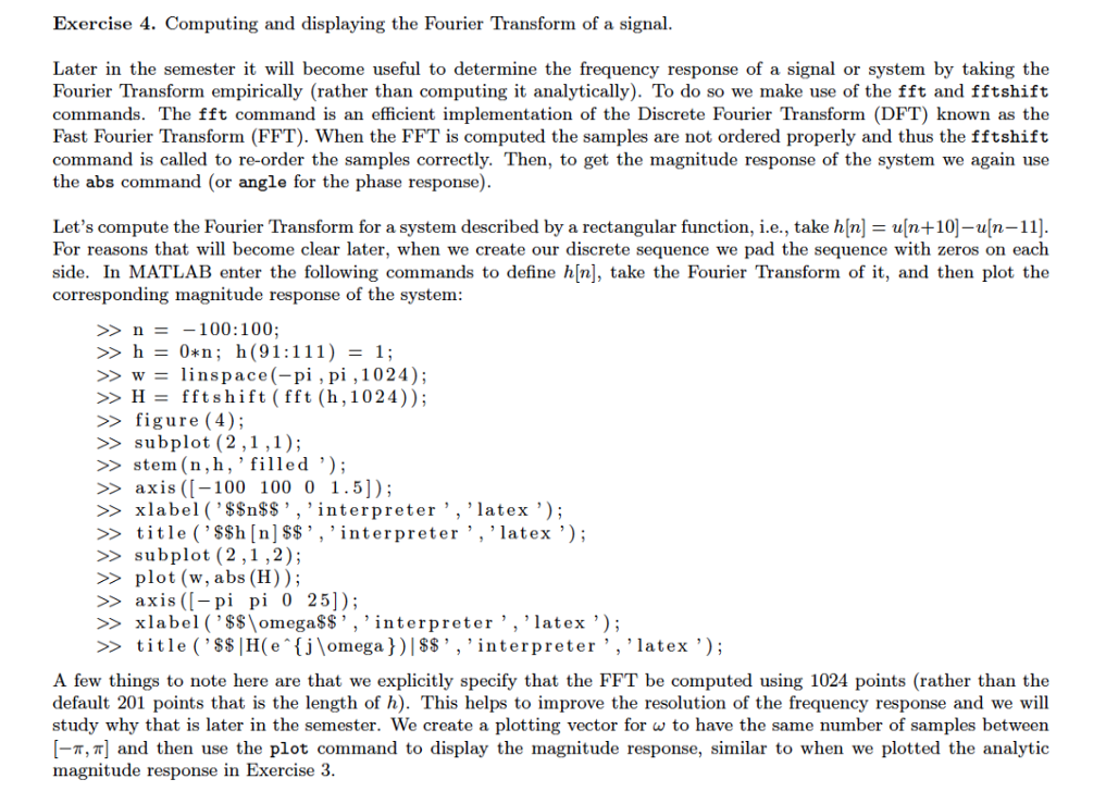 Solved Exercise 4. Computing and displaying the Fourier | Chegg.com