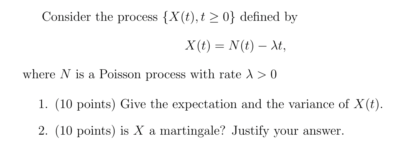 Solved Consider the process {X(t),t≥0} defined by | Chegg.com