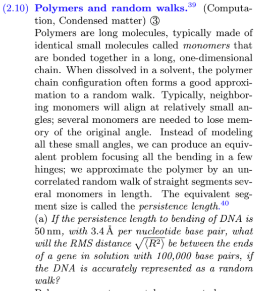 Solved (2.10) Polymers and random walks.39 (Computa- tion, | Chegg.com