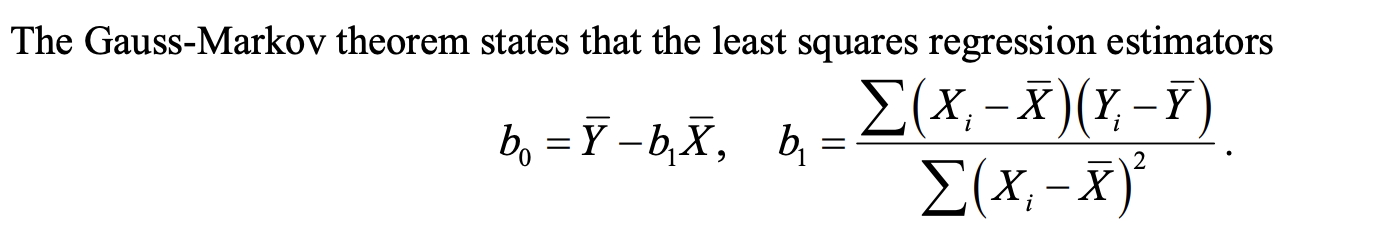 Solved The Gauss Markov Theorem States That The Least
