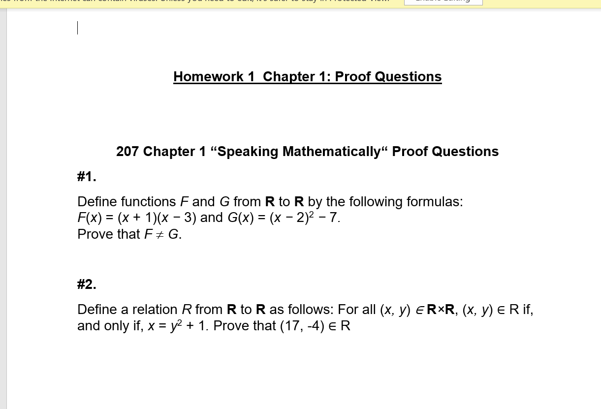 Solved Homework 1 Chapter 1: Proof Questions 207 Chapter 1 | Chegg.com